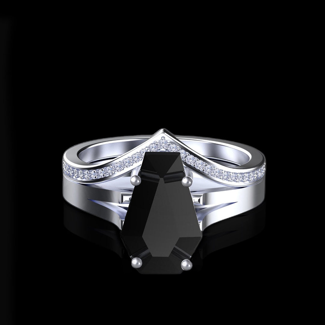Autumn Sterling Silver Natural Coffin Cut Ring Set - Etsy