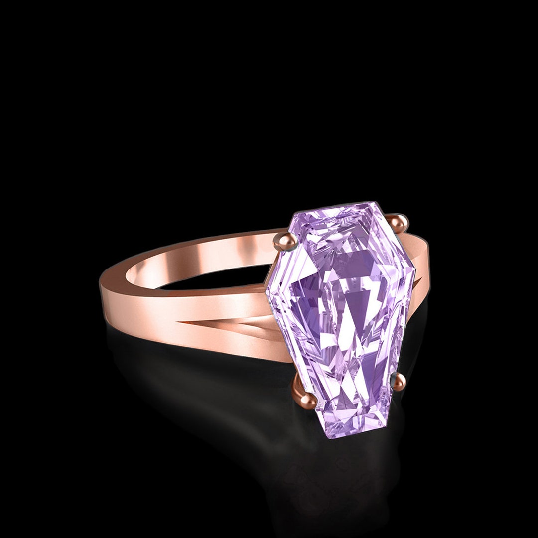 Autumn 10k Rose Gold Natural Coffin Cut Ring - Etsy