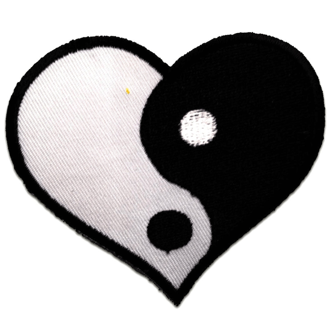 Iron on Patches - Yin Yang Symbol Heart Black/white 8,7x7,5 Application ...
