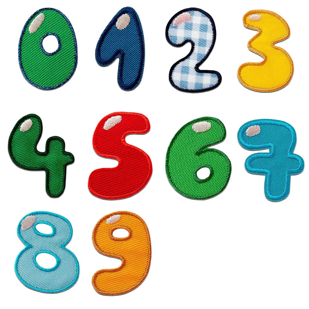 Iron on Patches - Number / Digit Colorful - All Numbers Can Be Selected ...