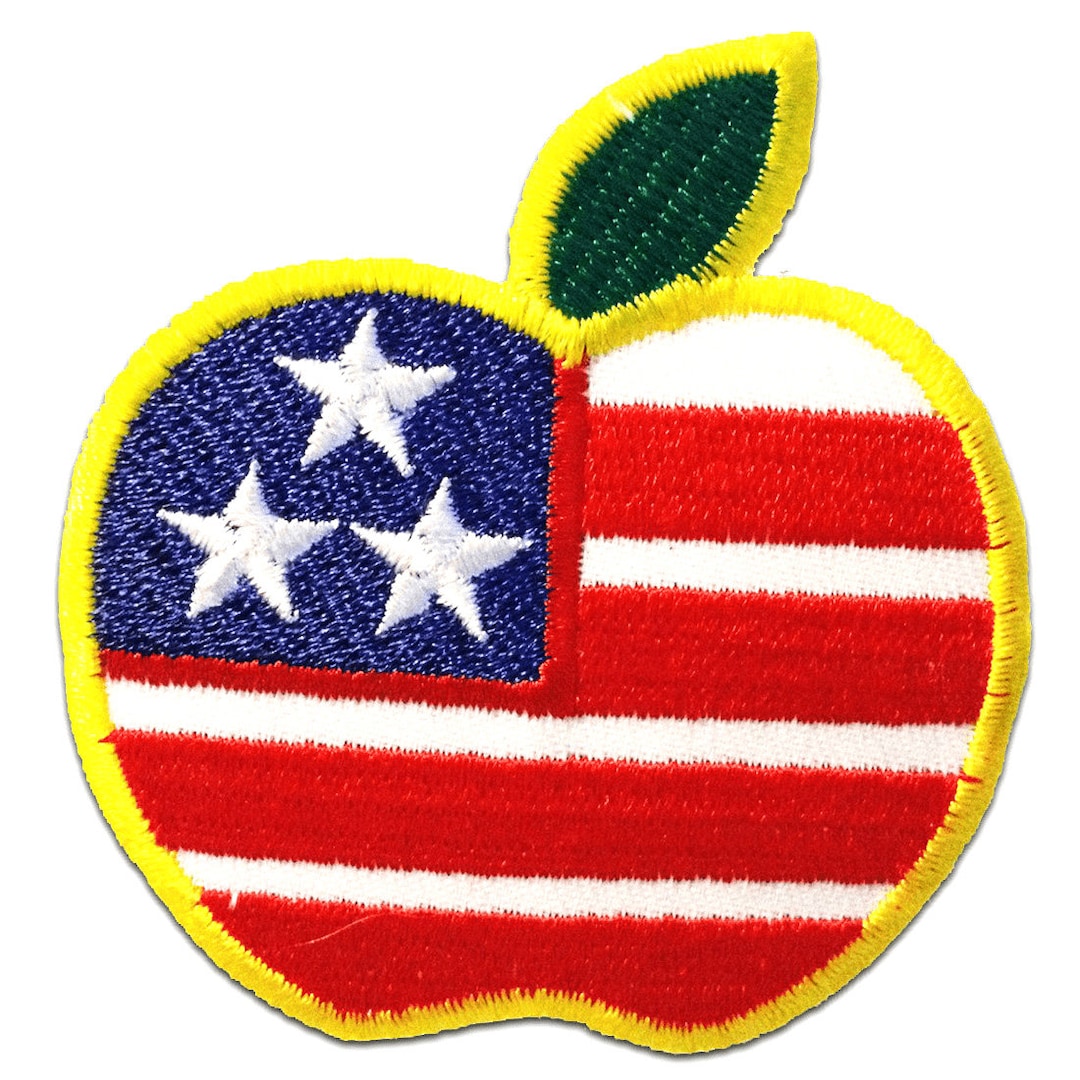 Iron on Patches - Apple USA - Red - 7x7,5cm - Application Embroided ...