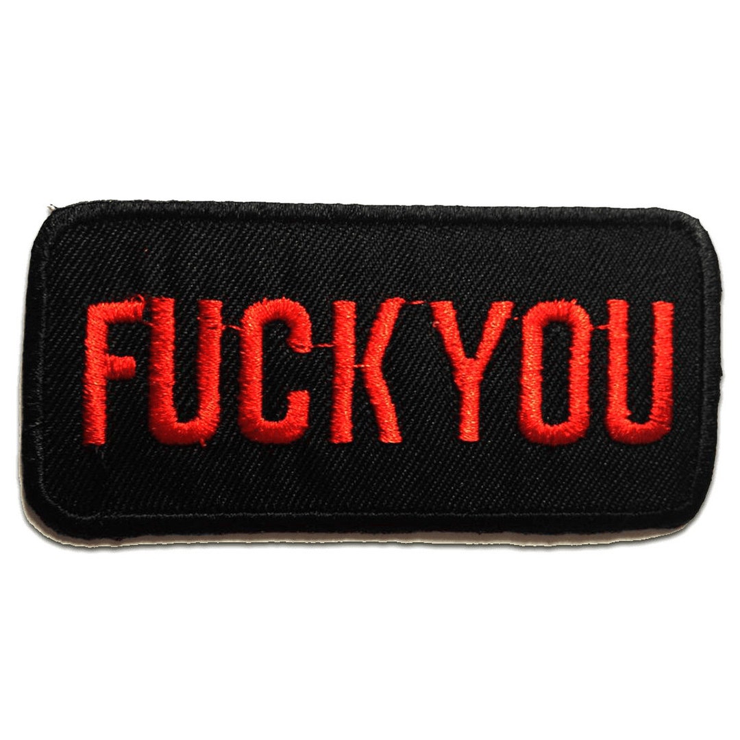 Iron on Patches - Fuck You! Biker - Black - 9x4,3 Application Embroided ...