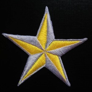Iron on Patches - Star - White Yellow - 7.5x7.5 - Application Embroided ...