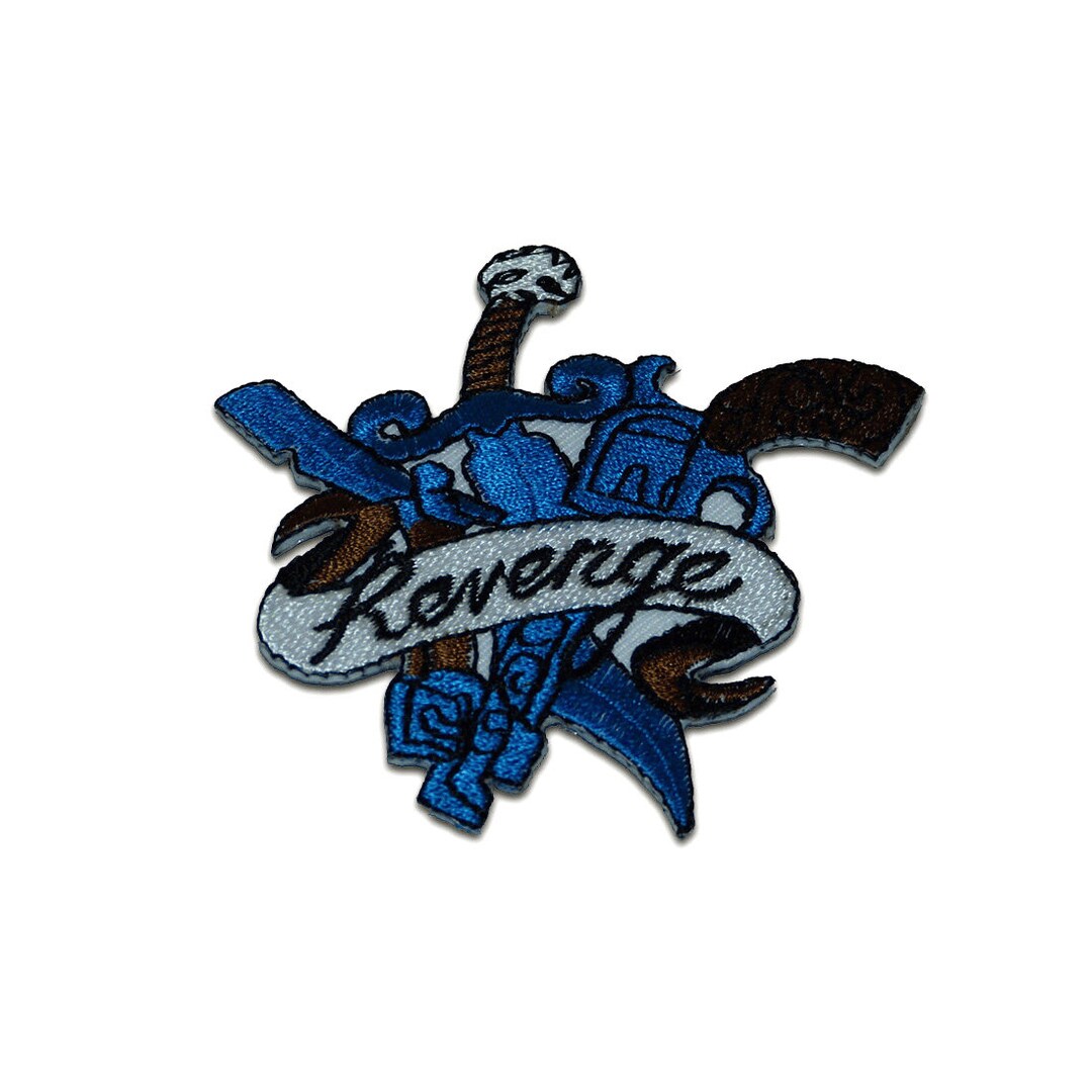 Iron on Patches - Revenge Weapons Revolver Sword – Blue – 7,1x6,8cm ...