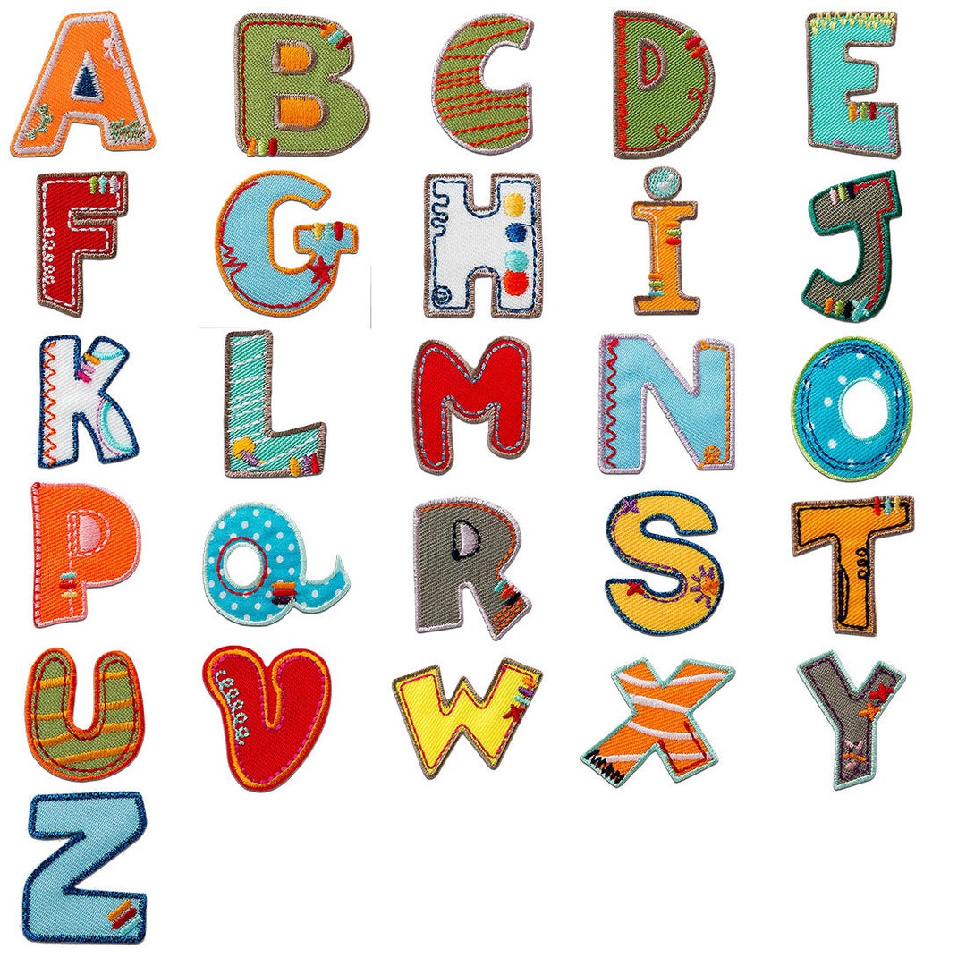 Patches Embroidered Iron on Patch Alphabet/letter Colorful - Complete ...