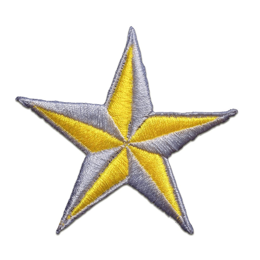 Iron on Patches - Star - White Yellow - 7.5x7.5 - Application Embroided ...
