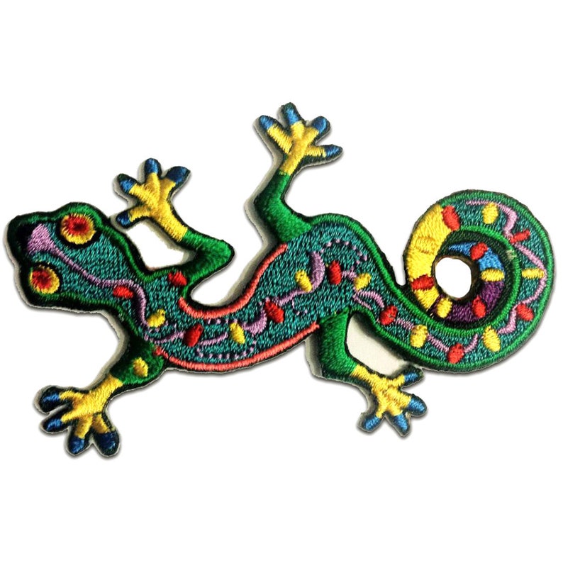 Iron on Patches - Gecko Salamander Animal - Green - 9.4x6 Application ...