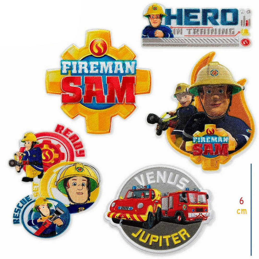 Fireman Sam © Set 5 Pieces Fire - Iron on Patches Adhesive Emblem ...