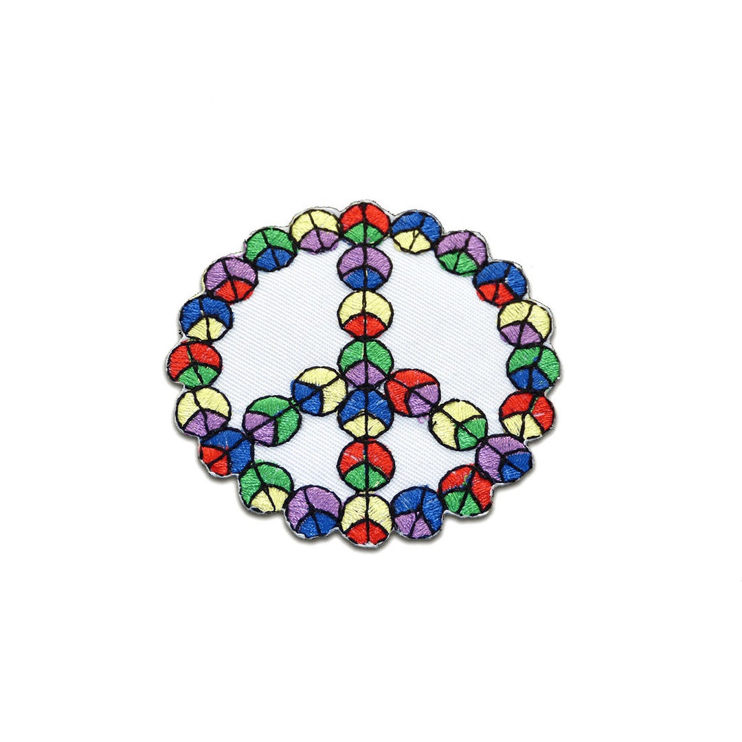 Iron on Patches - Peace Peace Symbol – Colorful – Ø6,6cm - Application ...