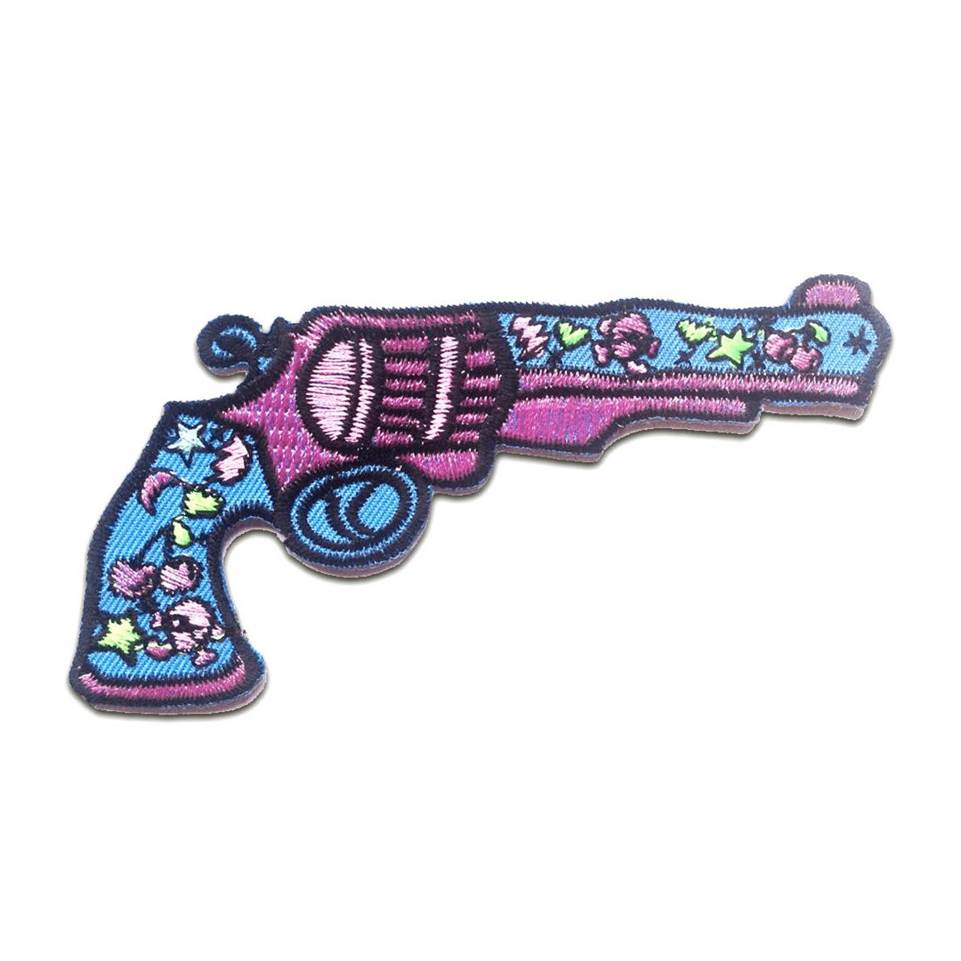 Iron on Patches - Pistole Revolver Girly - Pink - 11.3x6.5 Application ...