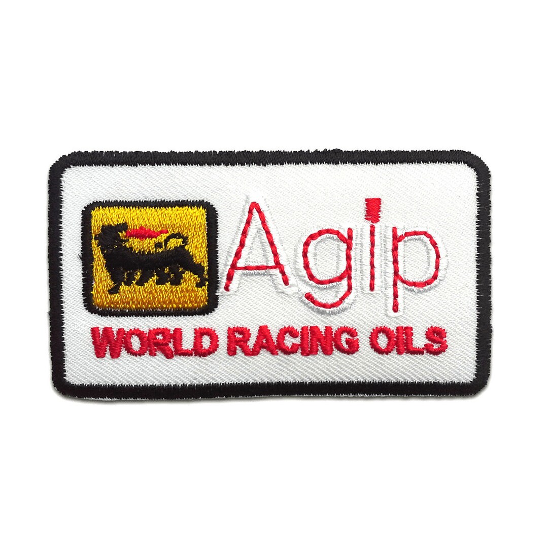 Iron on Patches - Agip Logo Racing Sponsor - White – 7,5x4,4 ...