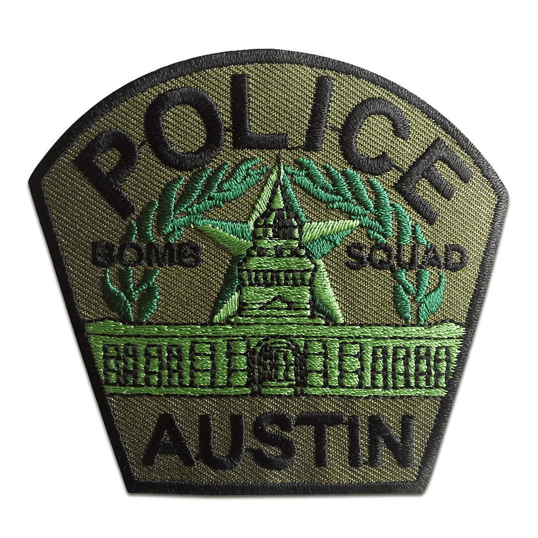 Iron on Patches - Police Austin Logo – Green – 8,2x7,4cm - Application ...