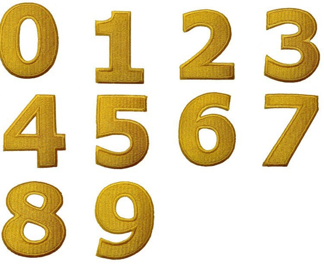 Aufnäher/Aufbügler Zahl/Ziffer gelb Alle Zahlen einzeln auswählbar Zahl ...