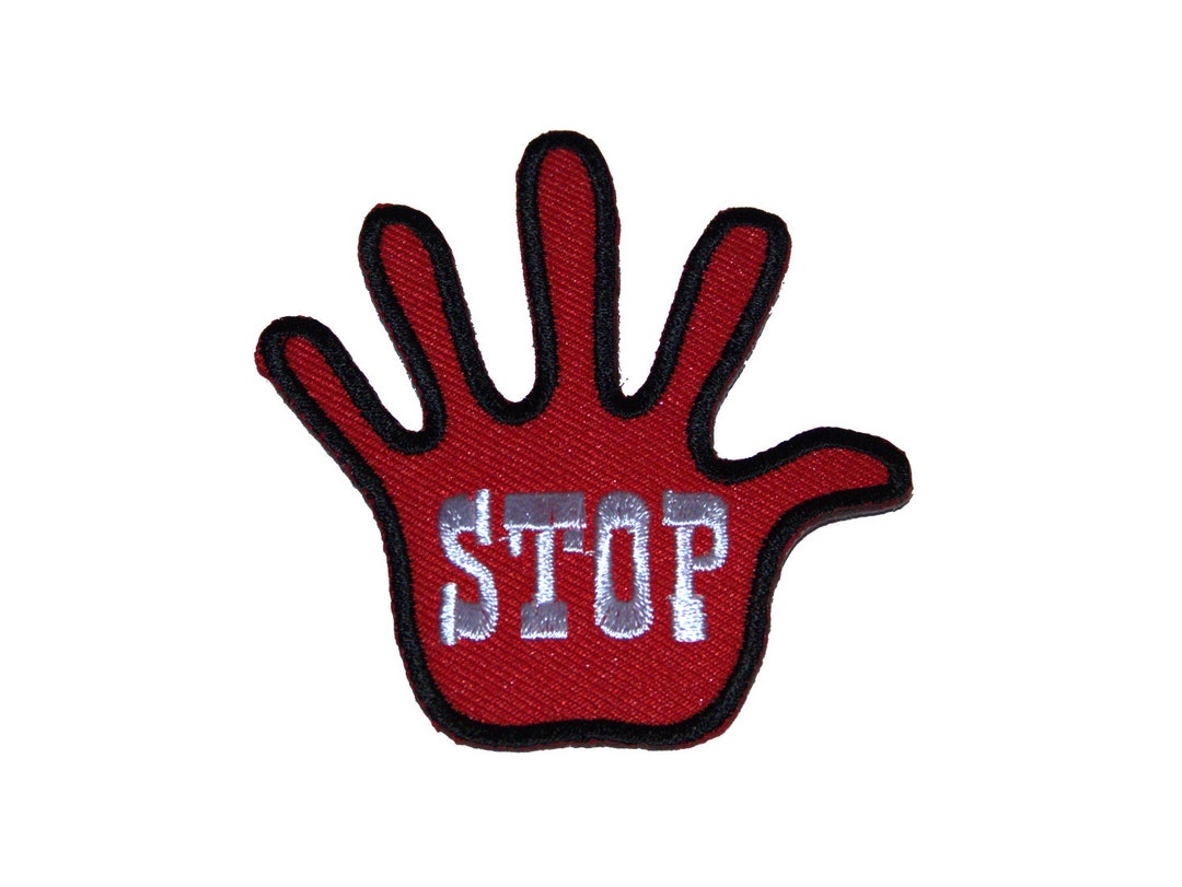 Iron on Patches - STOP SIGN Symbol Logo - Red - 7,0x7,0cm - Application ...