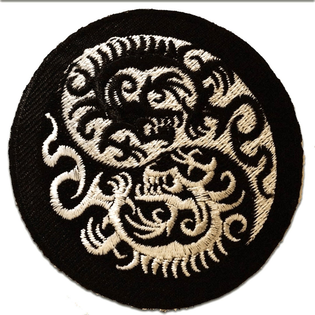 Iron on Patches - Yinyang Dragon Spiritually - Black - Ø7,5 Application ...