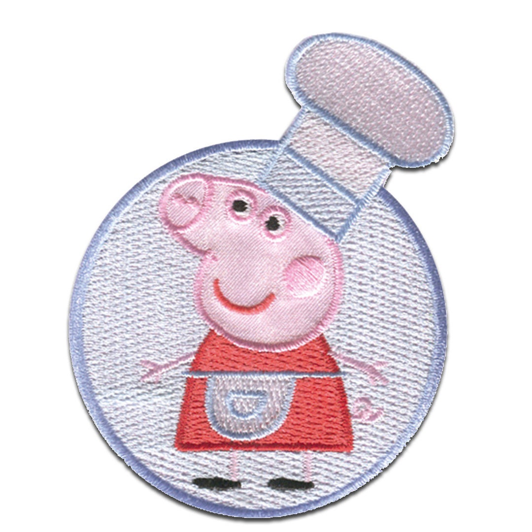 Iron on Patches - Peppa Pig "chef" - Grey - 6,3 X 8,3 Cm - Application ...