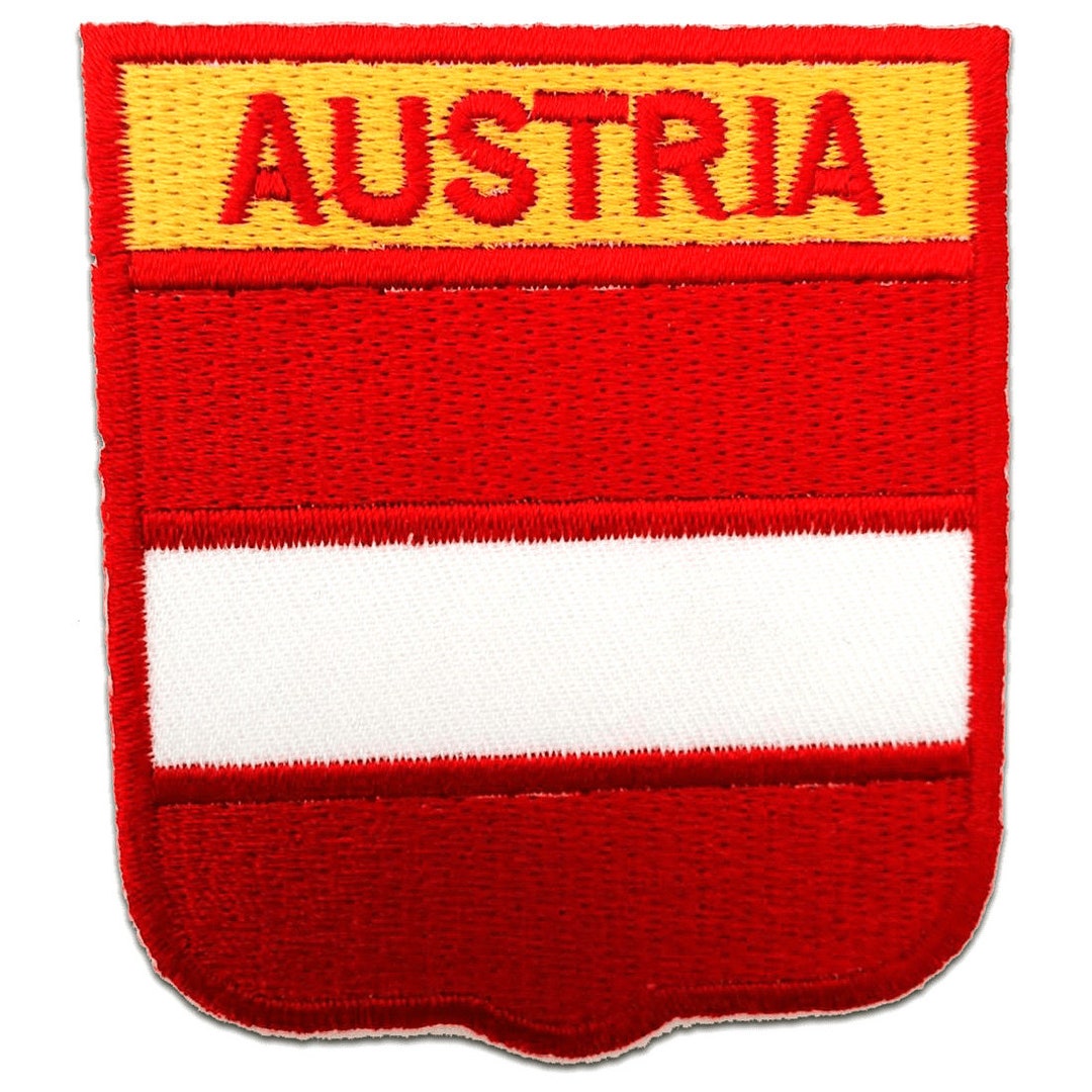 Iron on Patches - Austria Flag Banner – Red/white – 6x7cm - Application ...