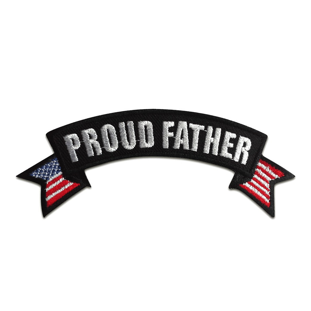 Iron on Patches - Proud Father USA – Black – 11,8x5cm - Application ...