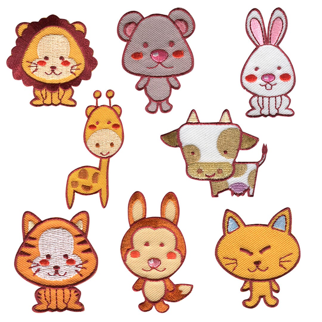 Animal Set 8 Pieces - Iron on Patches Adhesive Emblem Stickers - Etsy