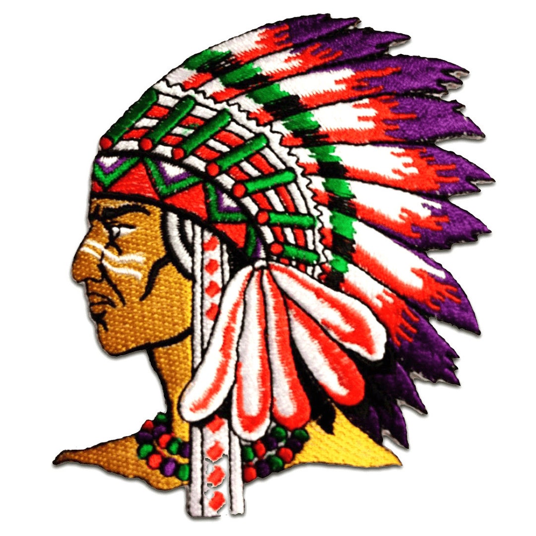 Iron on Patches - Indian Chief - Colorful - 7,5x6,3cm - Application ...