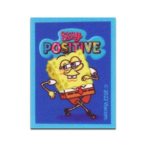 Spongebob Squarepants Stay Positively Printed - Iron on Patches ...