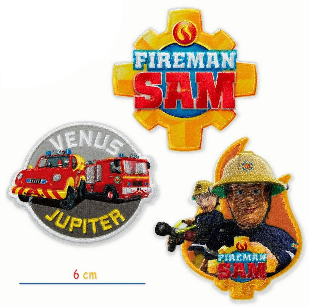 Fireman Sam © Set 3 Pieces Fire - Iron on Patches Adhesive Emblem ...