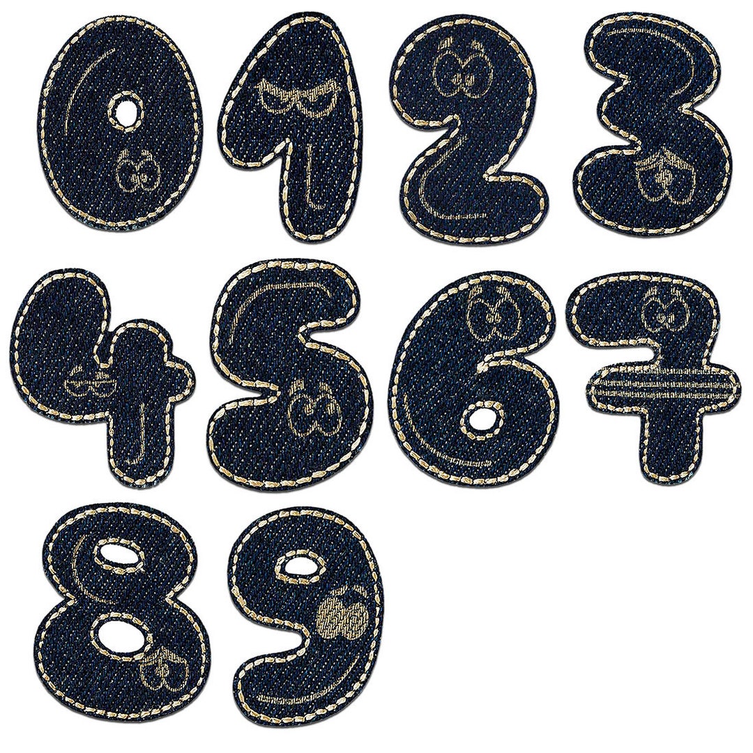 Iron on Patches - Number / Digit Blue - All Numbers Can Be Selected ...