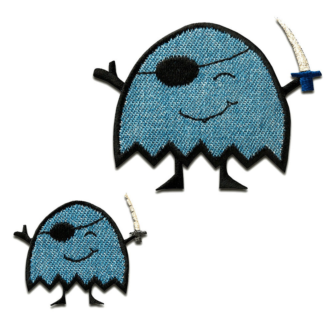 Iron on Patches - Set Monster With Saber - Blue - Different Sizes ...