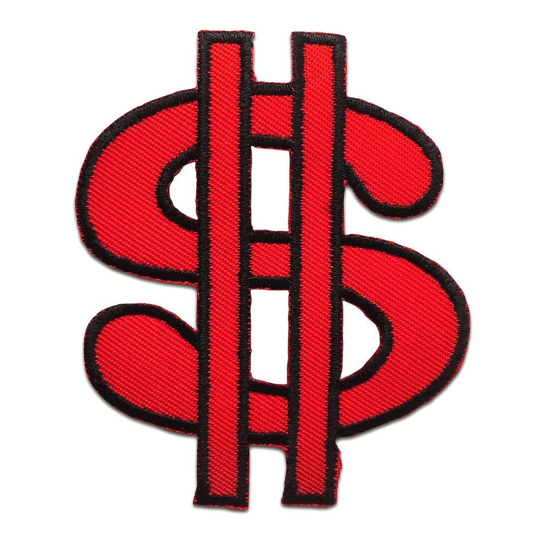 Iron on Patches - Dollar Symbol Money – Red – 7,5x6,1cm - Application ...