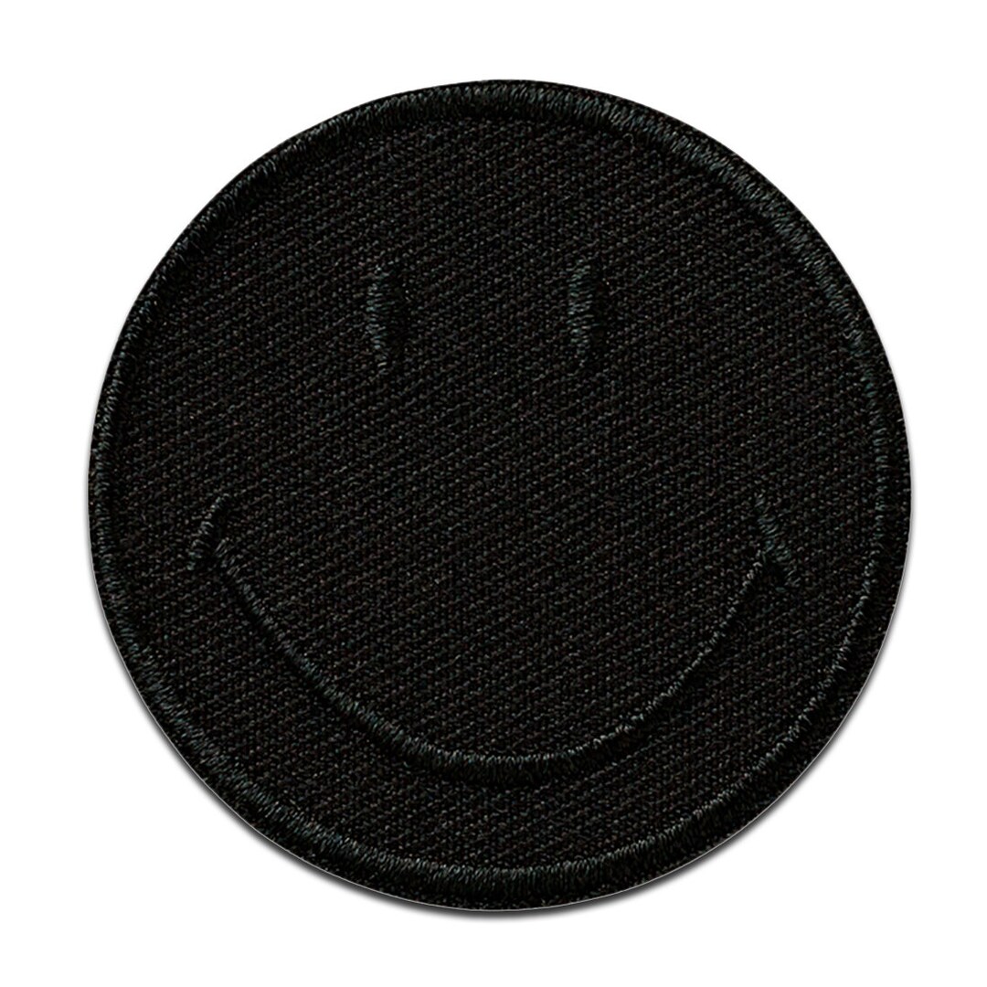 Smiley © Schwarz - Aufnäher, Bügelbild, Aufbügler, Größe - 5 X 5 Cm - Etsy