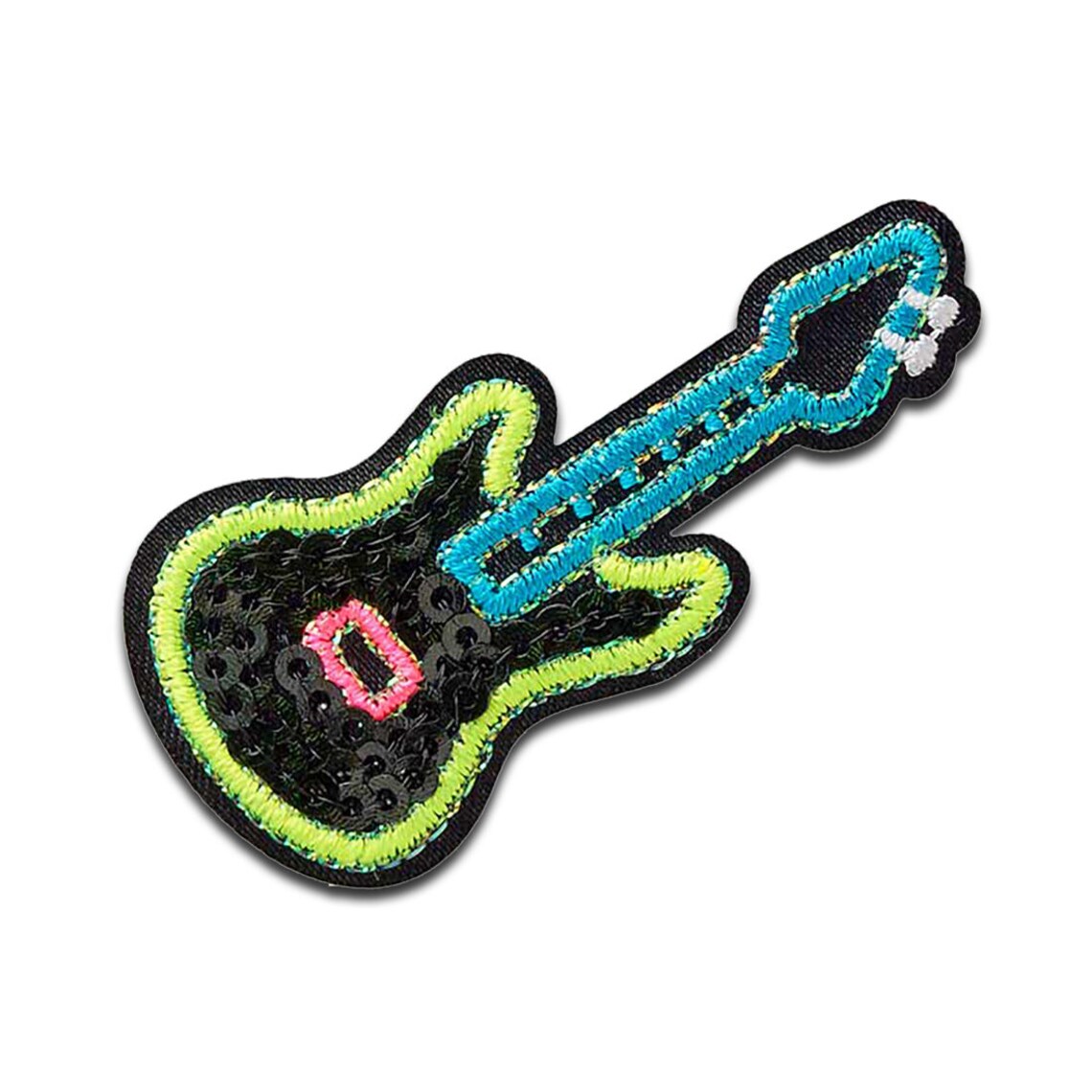 Guitar Neon Sequins Iron on Patches Adhesive Emblem Stickers - Etsy