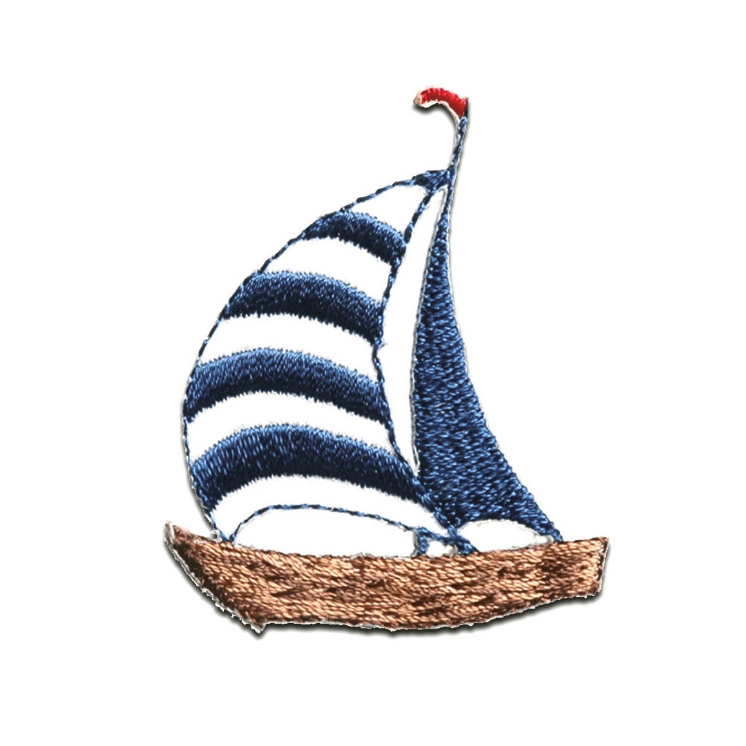 Iron on Patches - Sailing Ship Ship Boat - Blue - 4,9x4,1cm ...
