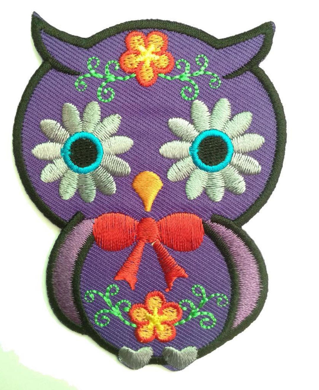 Aufnäher / Bügelbild - Eule Tier Kinder - lila - 6.7 x 9.0 cm - Patch ...