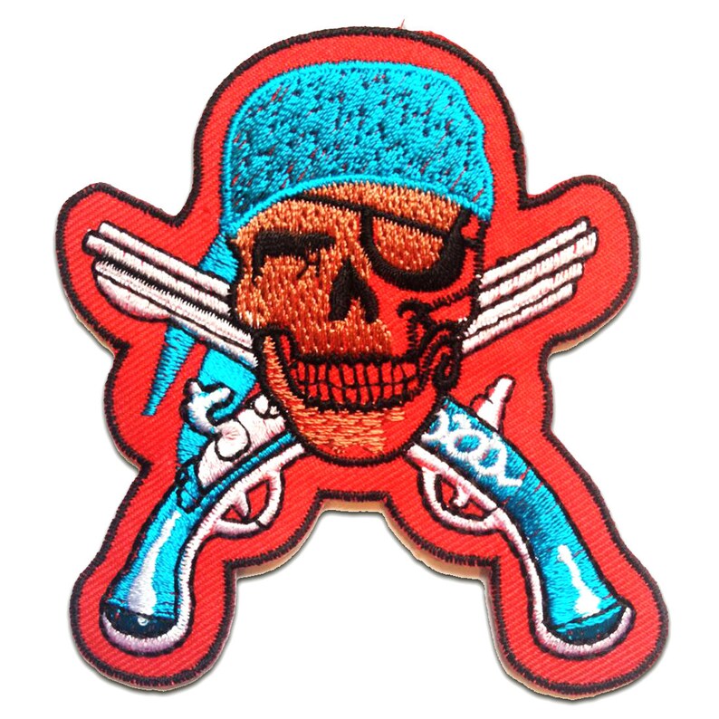 Iron on Patches - Pistols Weapon Revolver Pirate Red 8.5x9.4 ...