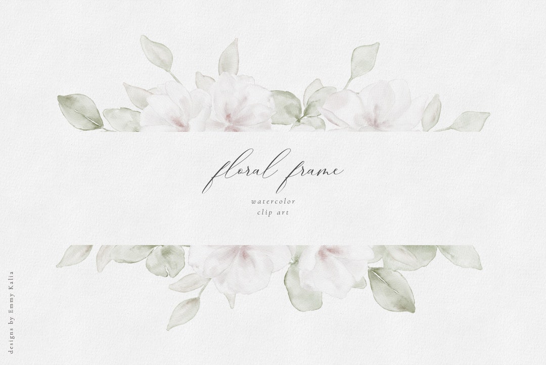 White Watercolor Floral Frame Watercolor Flower Clip Art - Etsy