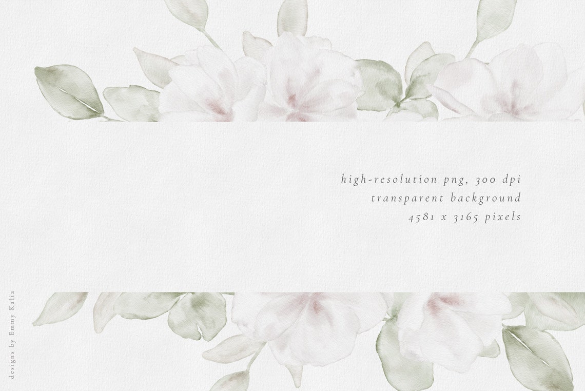White Watercolor Floral Frame Watercolor Flower Clip Art | Etsy