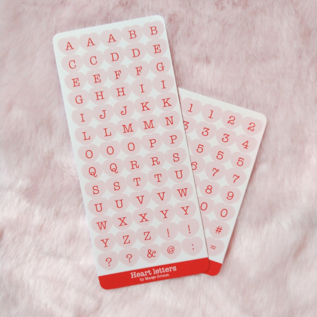 Heart Letter Sticker Sheet Alphabet Conversation Heart Bullet Journal ...