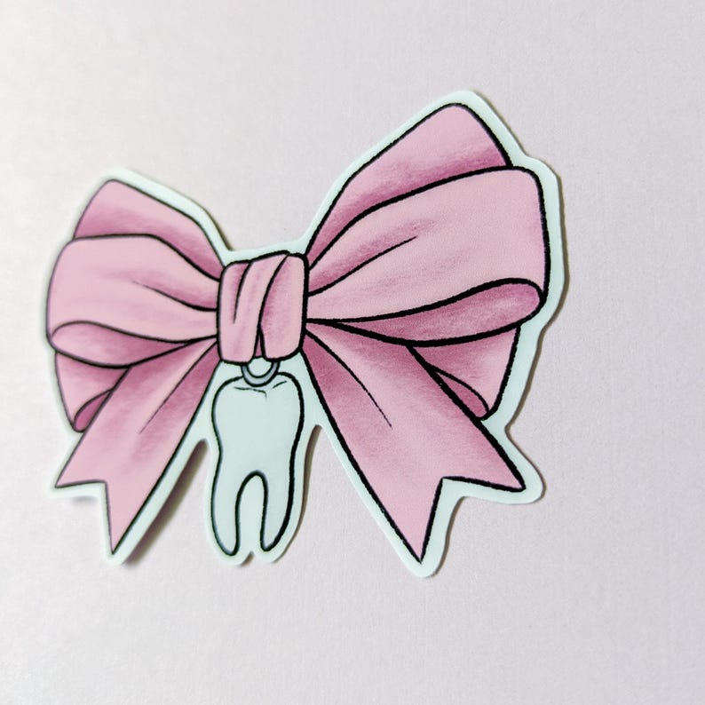 Tooth Bow Stickers | Glossy Sticker - Etsy