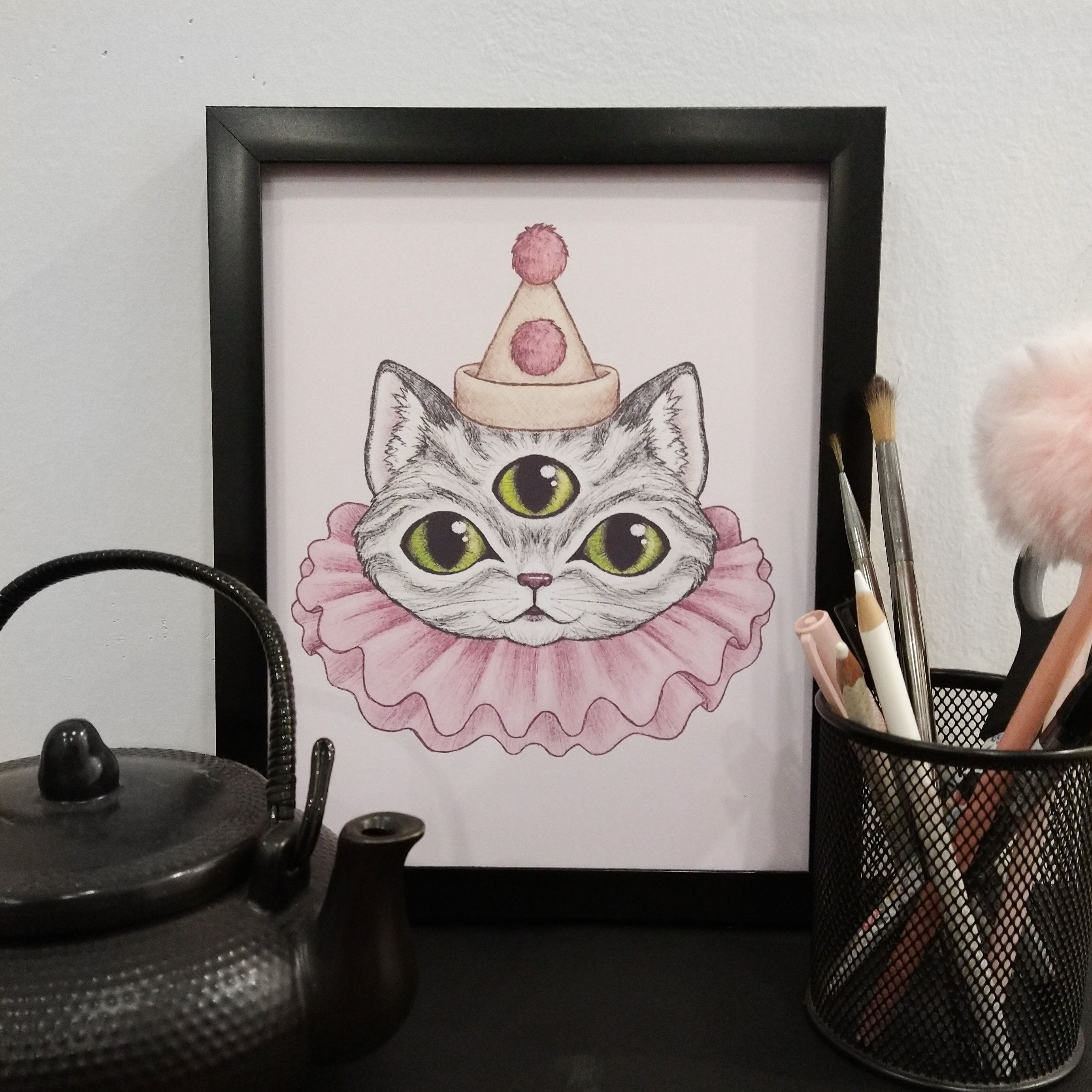 Clown Cat Glossy Print 5x7 8x10 - Etsy