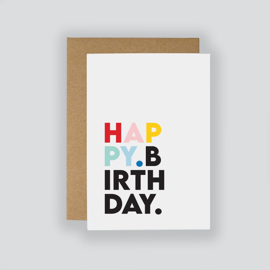 Happy Birthday Mono & Colour Birthday Card / Birthday Card / Modern ...