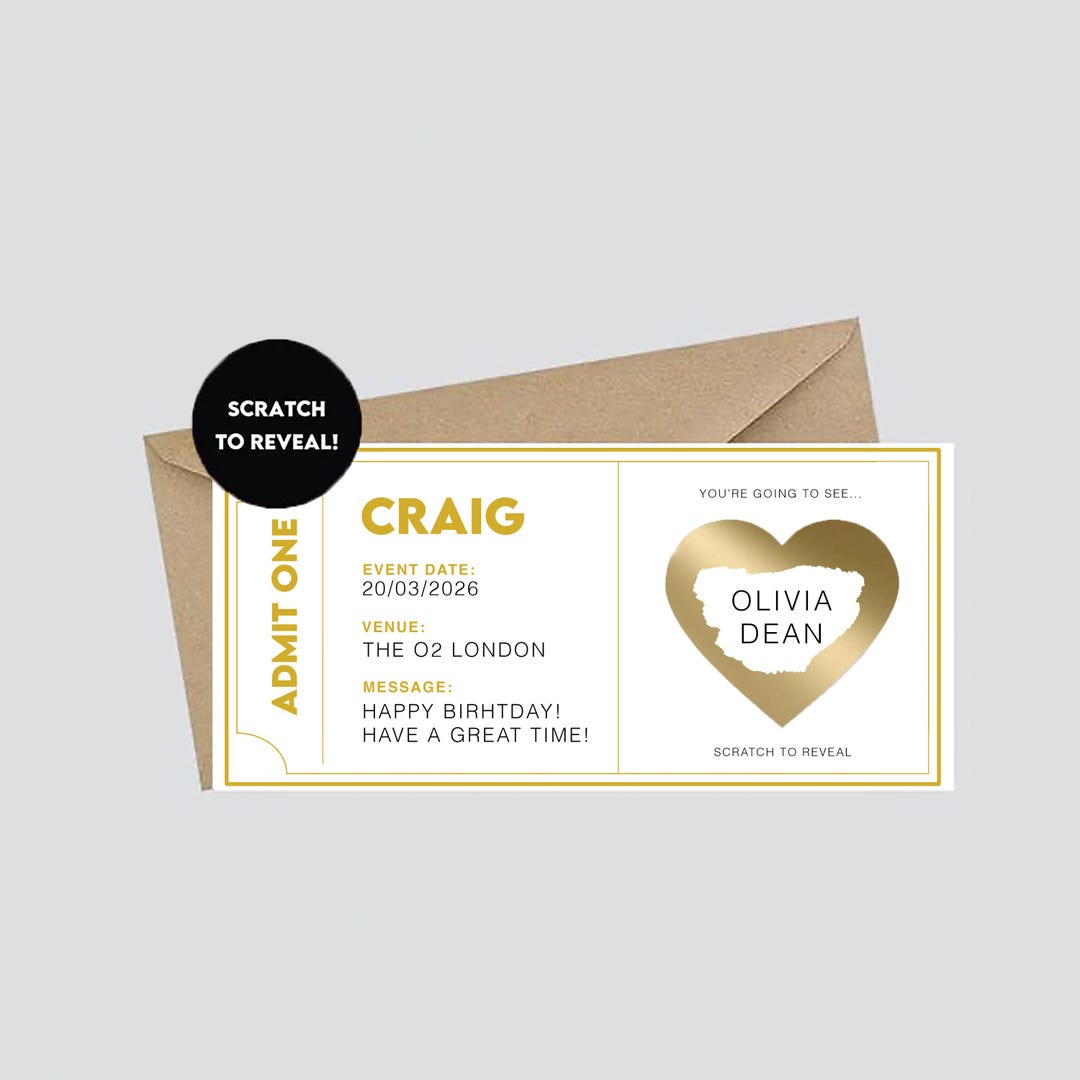 Personalised Concert Ticket Scratch Card, Surprise Event Reveal - Etsy