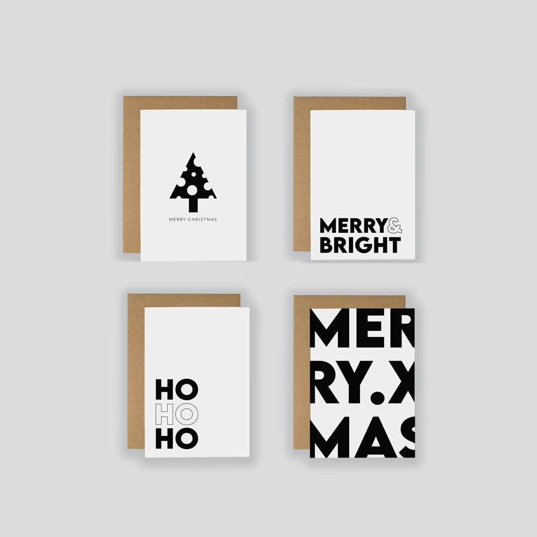 Black and White Christmas Cards / Minimalist Christmas Card / - Etsy