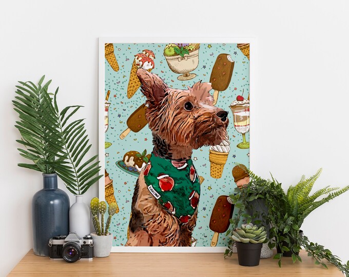 Funny Pet Portrait, Custom Dog Portrait, Portrait Print, Pet Print ...