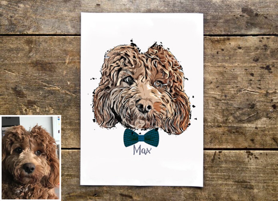 Custom Dog Portrait Pet Portrait For Dog Mom Custom | Etsy