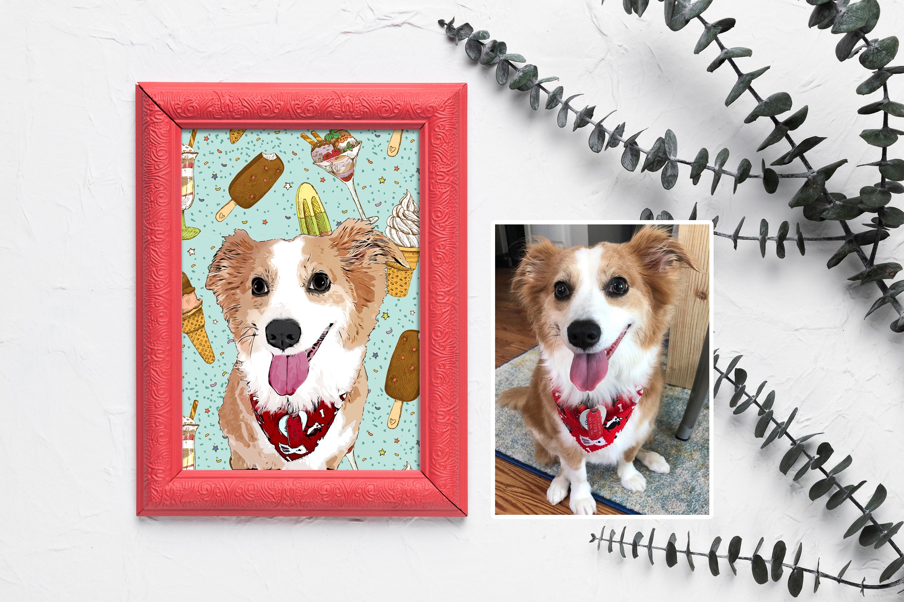 Funny Pet Portrait Custom Dog Portrait Portrait Print Pet | Etsy