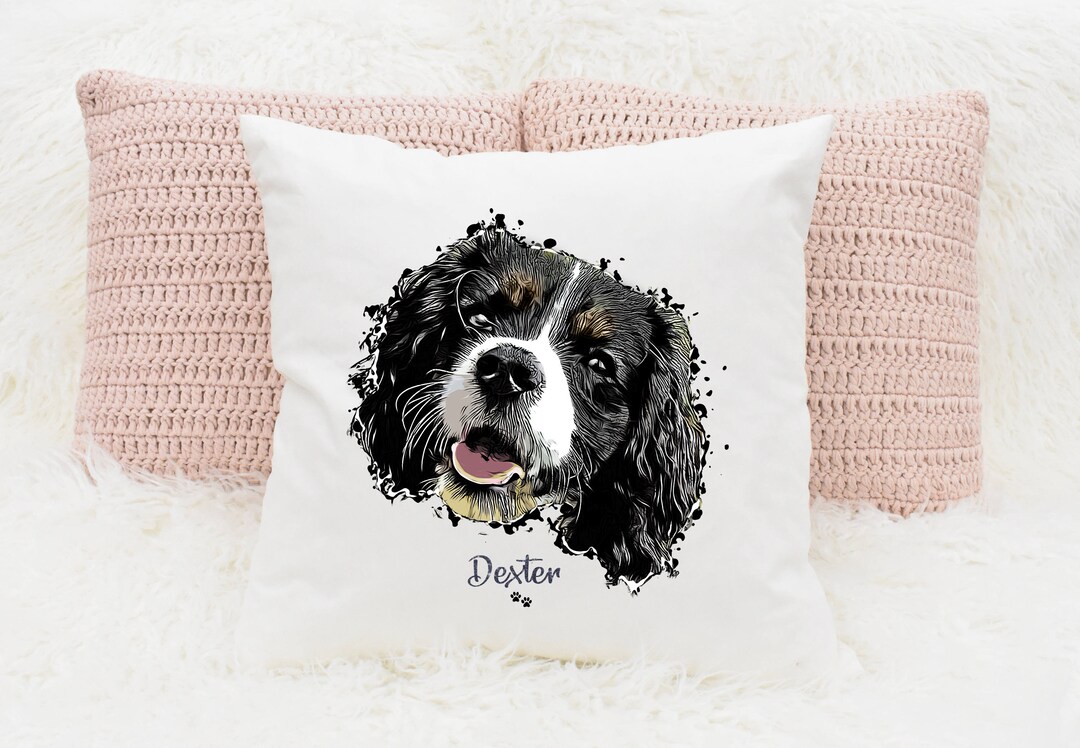 Personalized Pet Portrait Pillow: Custom Dog Cushion, Pet Lover Gift - Etsy