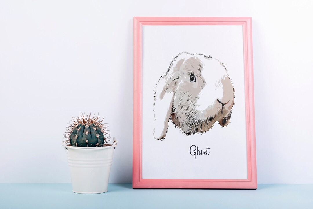 Custom Bunny Portrait, Rabbit Portrait, Cartoon Hamster Portrait ...