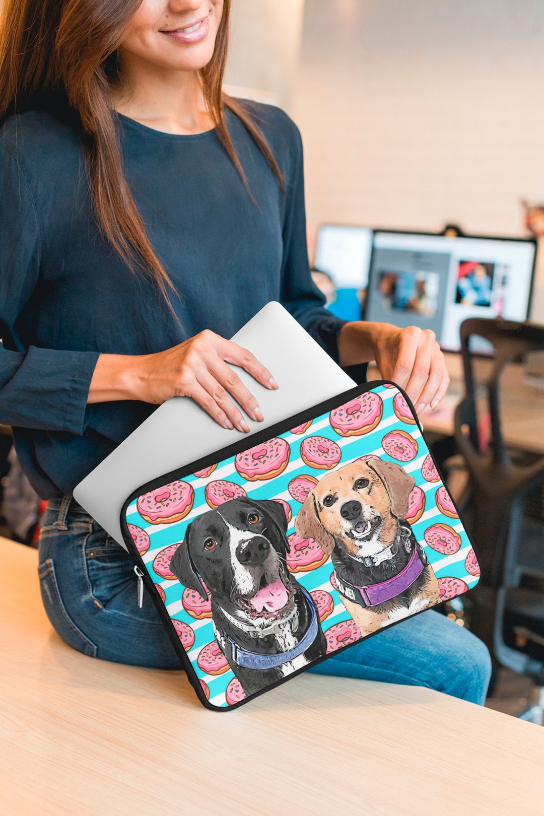 Custom Pet Portrait Laptop Sleeve: Personalized Dog Design - Etsy