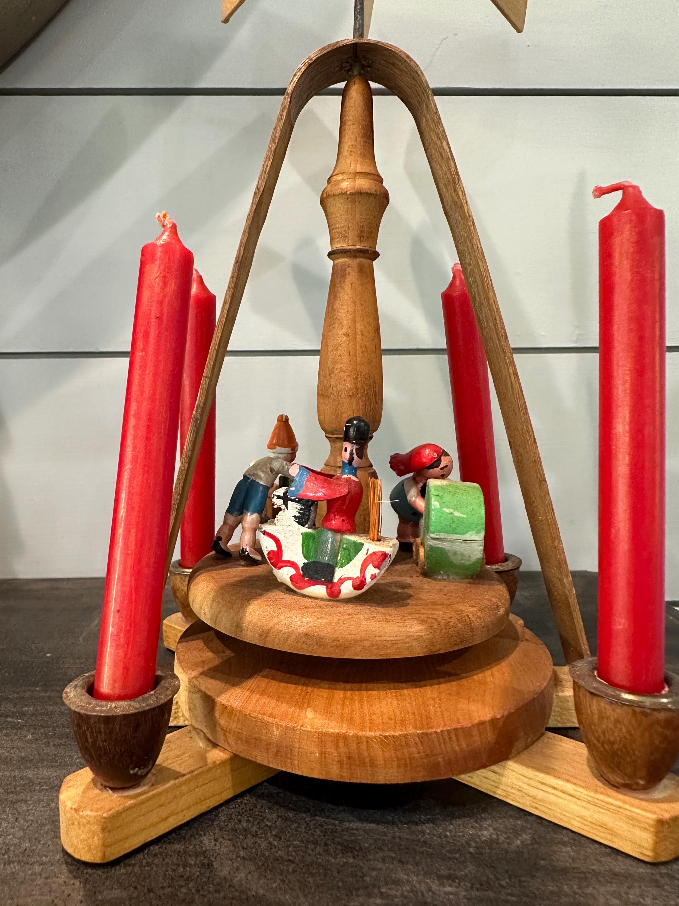 Vintage German Christmas Pyramid Erzgebirge Original Wooden Spinning W ...