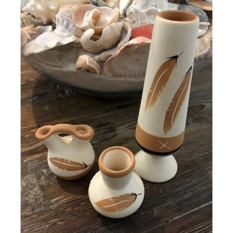 Desert Pueblo Pottery Lot of 3 by Artist Buck Skin Southwestern ...